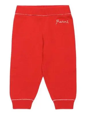 Marni Logo Embroidered Knitted Jogging Pants - Red