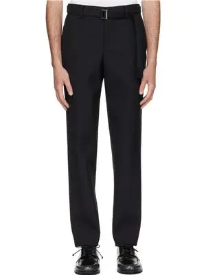 Sacai Belted Pleated Trousers - Black
