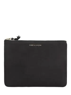 Comme Des Garçons Logo Printed Zip-up Pouch - Black