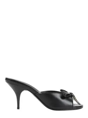 Miu Miu Leather Heeled Sandals With Bow Detail - Black
