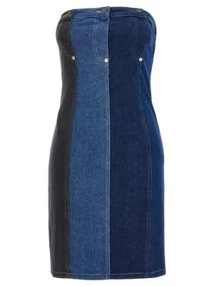 Moschino Layered Off-shoulder Denim Dress - Blue
