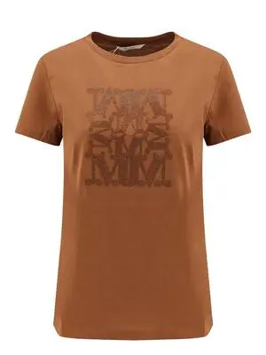 Max Mara Logo Embroidered Crewneck T-shirt - Brown