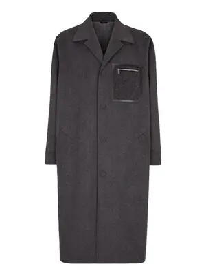 Fendi Ff Motif Felted Coat - Grey