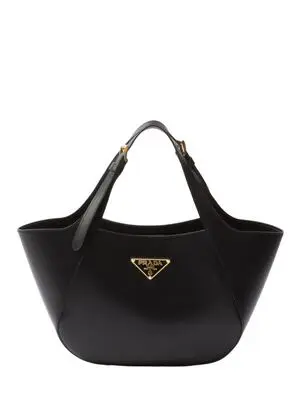 Prada Medium Leather Tote Bag - Black