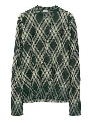 Burberry Plaid Check Crinkled Effect Crewneck Jumper - Black