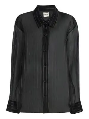 KHAITE Khaite Sheer Striped Long-Sleeve Shirt