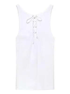 Prada Prada Logo Patch Scoop Neck Tank Top No