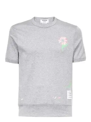 Thom Browne Floral-print Short-sleeved T-shirt - Light Gray