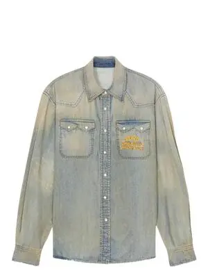 Kenzo Drawn Varsity Denim Western Shirt - Gray