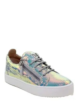 GIUSEPPE ZANOTTI Giuseppe Zanotti Gloss Low-Cut Skate Sneakers With Snakeskin Effect Multicolor