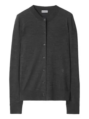 Burberry Burberry Logo Embroidered Buttoned Cardigan Medium Gray
