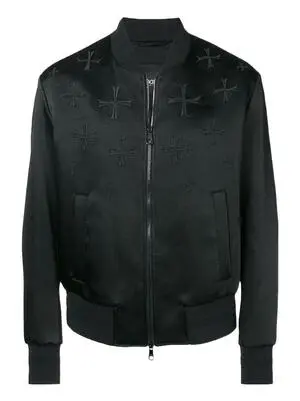 Neil Barrett Pilot Bomber Jacket With Cross Embellishments - Black