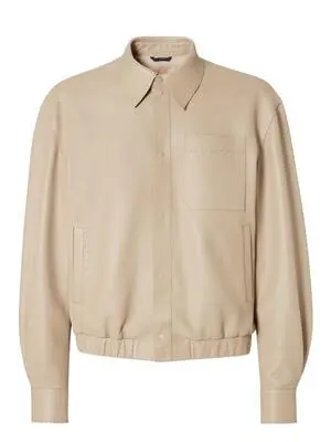 Fendi Long-sleeved Leather Jacket - Beige