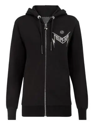 Philipp Plein Zip-up Hoodie With Skull Embellishment - Black