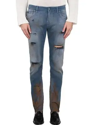 Dolce & Gabbana Skinny Fit Jeans With Distressed Detailing - Multicolor