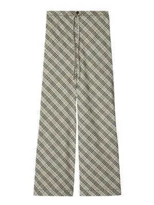Burberry Burberry Checked Wide-Leg Drawstring Trousers Chaff Color