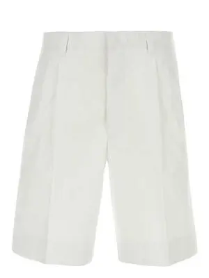 Prada Belt-looped Straight-leg Shorts - White