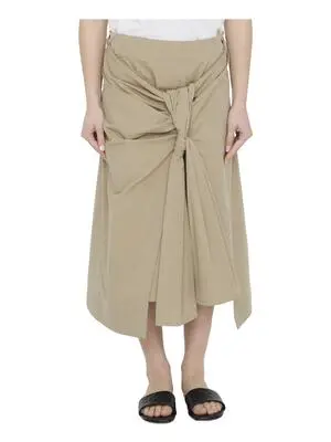 Bottega Veneta Asymmetric Hem Midi Skirt - Nude