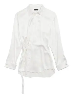 Balenciaga Long-sleeve Asymmetrical Wrap Shirt - Ivory