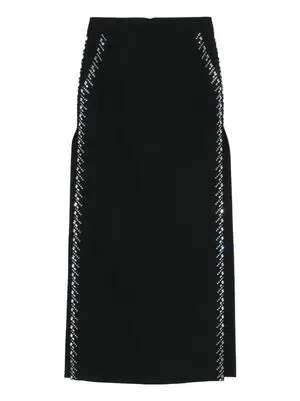 Rabanne Embellished Midi Skirt With Side Slits - Black