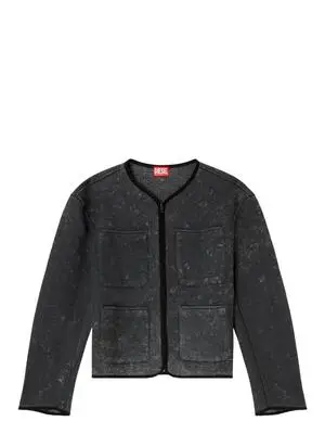 DIESEL® Diesel Collarless Zip-Up Jacket With Embroidered Logo Dark Gray