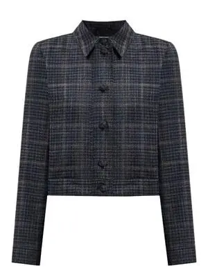 Gabriela Hearst Plaid Long Sleeve Cropped Jacket - Charcoal-grey