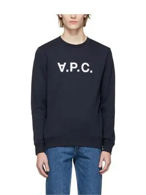 A.p.c. Navy Blue Logo Crewneck Sweatshirt - Black
