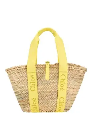 Chloé Sense Small Raffia Tote Bag - Nude