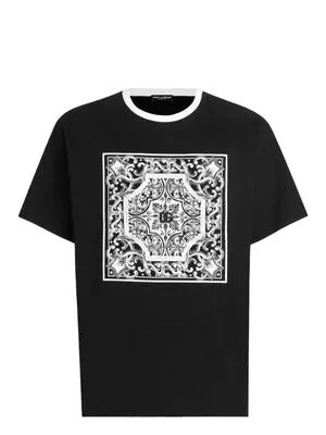 Dolce & Gabbana Dolce Gabbana Majolica Printed Crewneck T-shirt - Black