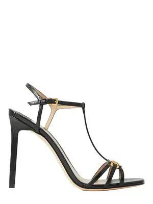 TOM FORD Ankle Strap Stiletto Sandals With Gold Hardware - Black