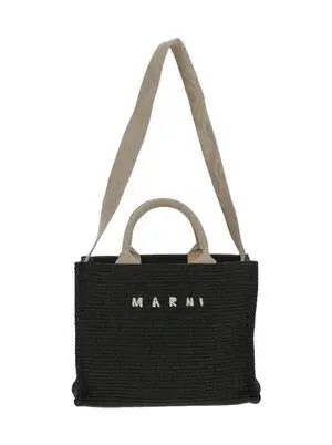 Marni Tropicalia Logo Embroidered Small Tote Bag - Black
