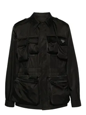 Prada Long-sleeved Jacket With Pocket Detail - Black