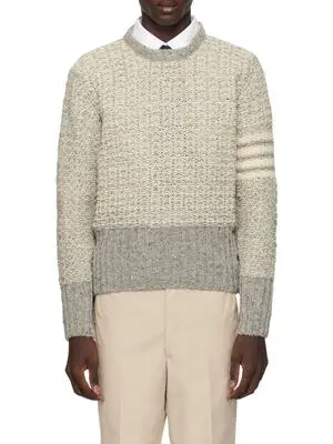Thom Browne 4-bar Stripe Knitted Jumper - Light Gray