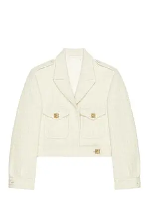 Givenchy 4g Plaque Tweed Cropped Jacket - Hazel