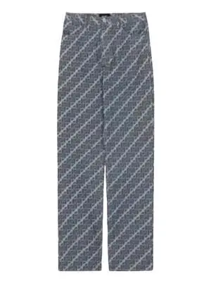 We11Done Logo Print Casual Pants - Gray
