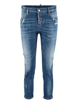 Dsquared2 Distressed Logo Detail Jeans - Blue