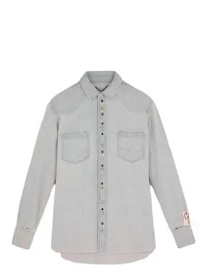 GOLDEN GOOSE Logo Patch Buttoned Shirt - Gray