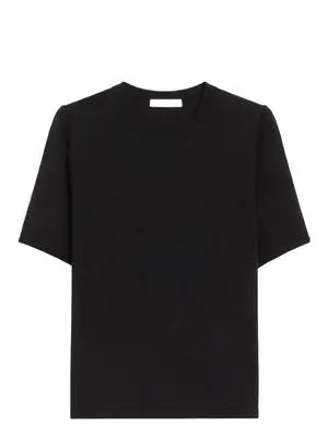 MAX MARA Max Mara Crewneck Short Sleeve Knitted Top With Logo Design