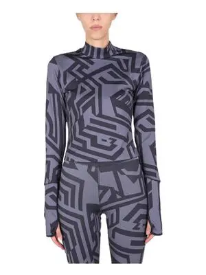 Alexander McQueen Dazzelle" Printed Long Sleeve Top - Black