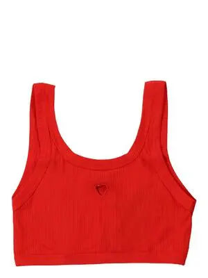 BASERANGE Ribbed Heart Cut-out Crop Top - Red
