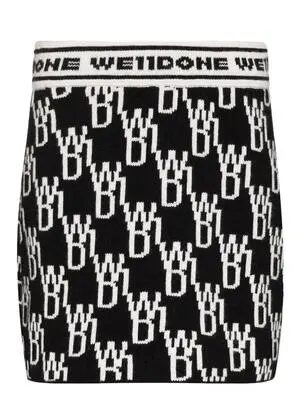 We11Done All-over Logo Knitted Mini Skirt - Black