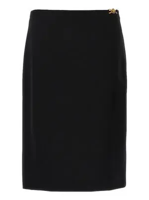 Versace Medusa Plaque Midi Skirt - Black