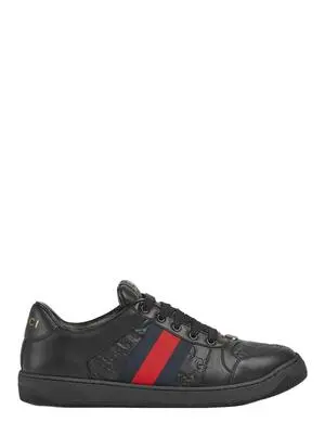 Gucci Gucci Embossed GG Leather Low-Top Sneakers Black