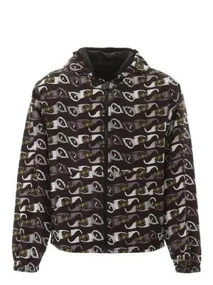 Versace Hooded Jacket With Sunglasses Print - Black