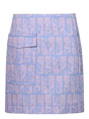 Kenzo Floral Embroidery A-line Skirt - Blue