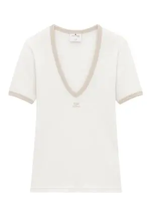 COURREGES Courrèges Contrast V-Neck T-Shirt