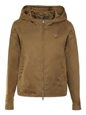 Prada Zip-up Hooded Jacket - Cork Beige