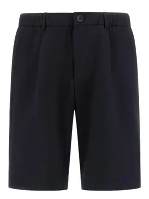 Herno Pleated Seersucker Shorts - Navy Blue
