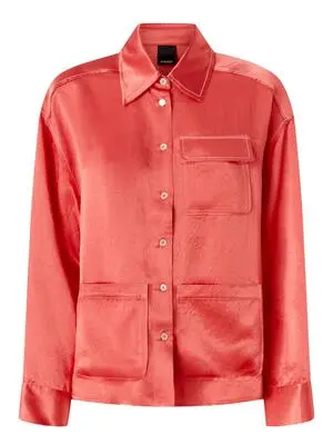 Pinko Small Pocket Flowing Satin Shirt - Red