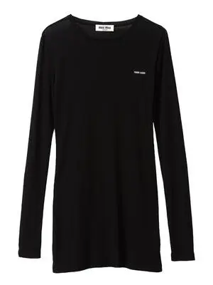 MIU MIU Miu Miu Logo Patch Long Sleeve Dress